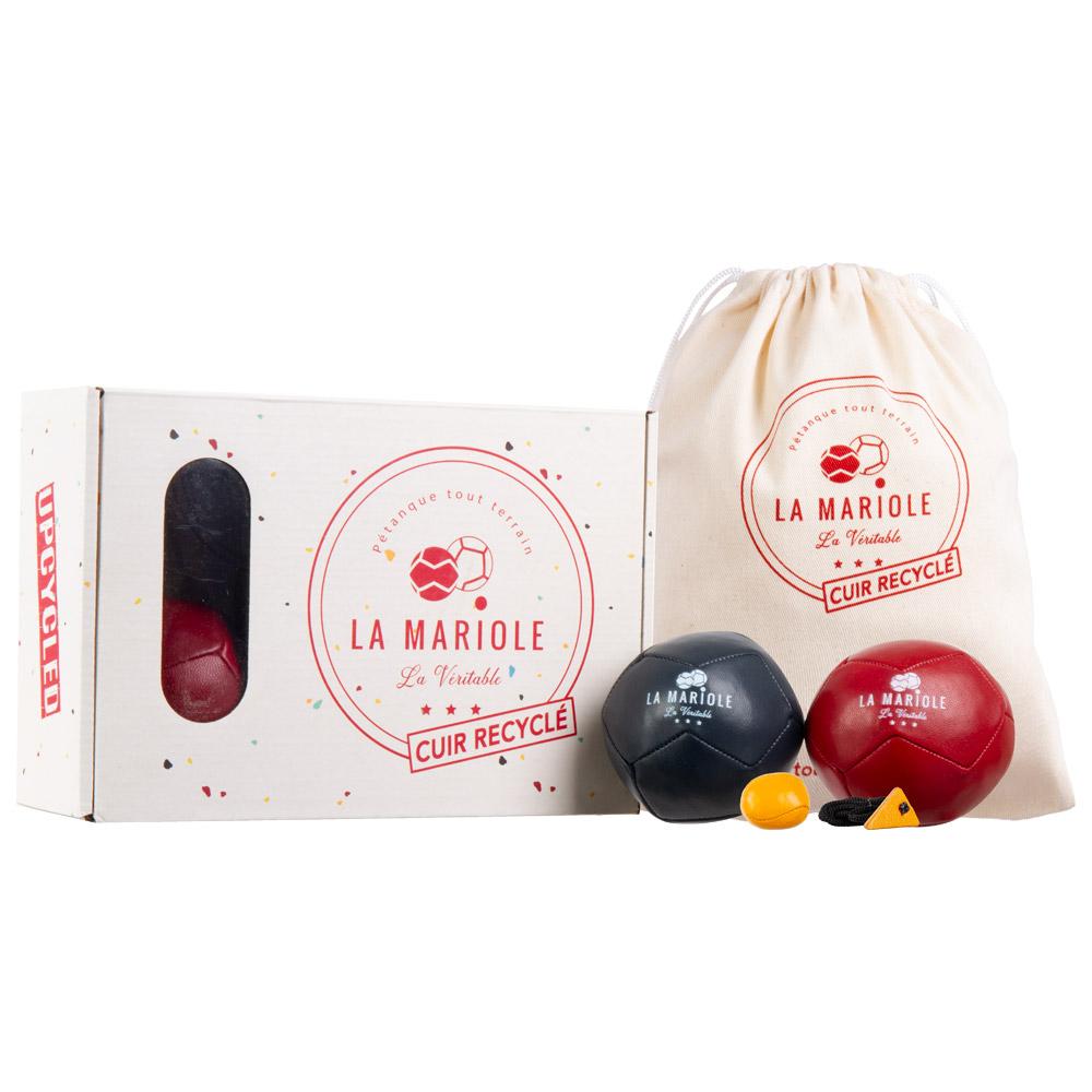 La Mariole Pack Cuir Recyclé Bleu Rouge - Boules de pétanque - Glisshop