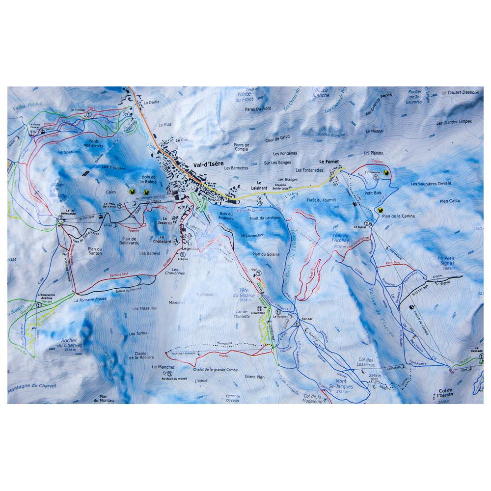 Deniveles Raised-relief map Carte Des Pistes Tignes - Val D'isere ...