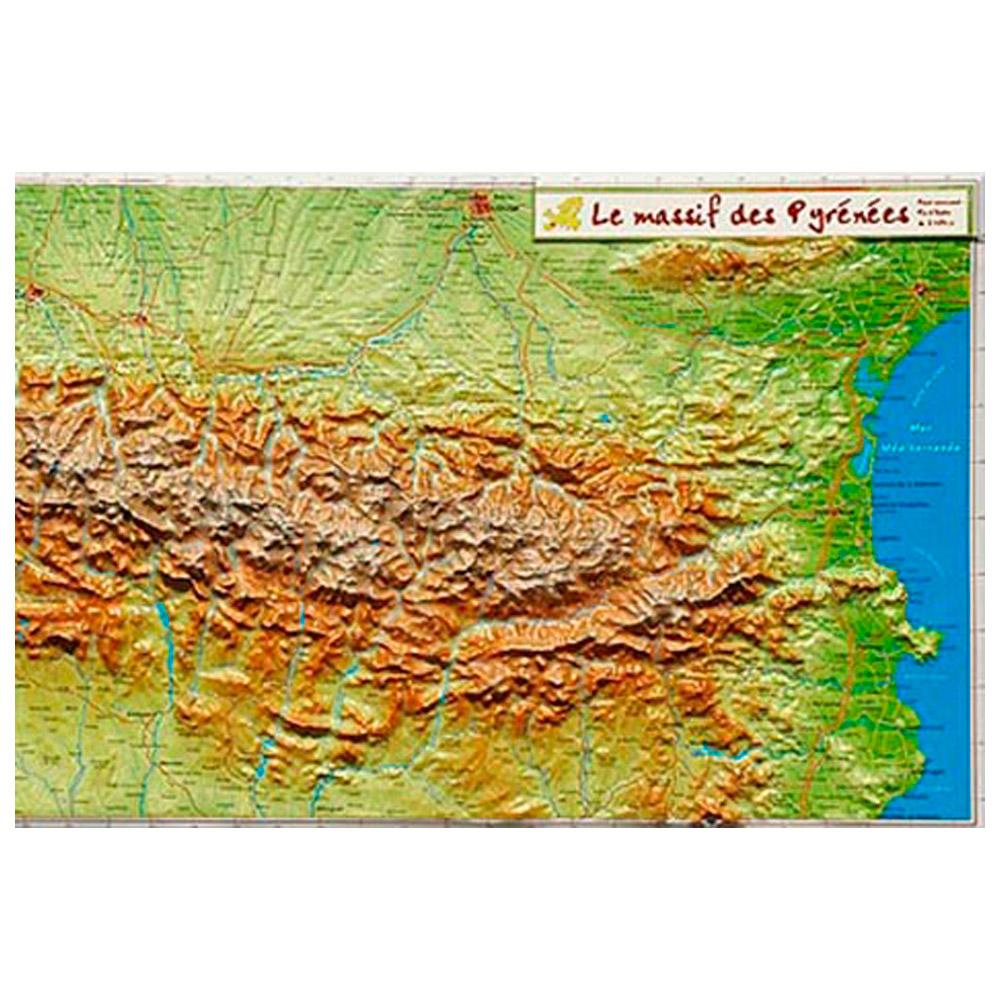Kaart 3D Geo Relief Le Massif Des Pyrenees - Zomer 2024 | Glisshop