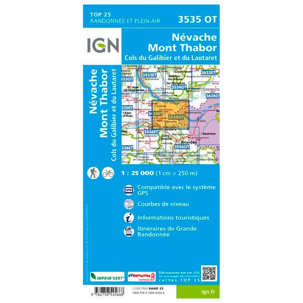 IGN Map 3535OT Névache, Mont Thabor, Cols du Galibier et du Lautaret ...