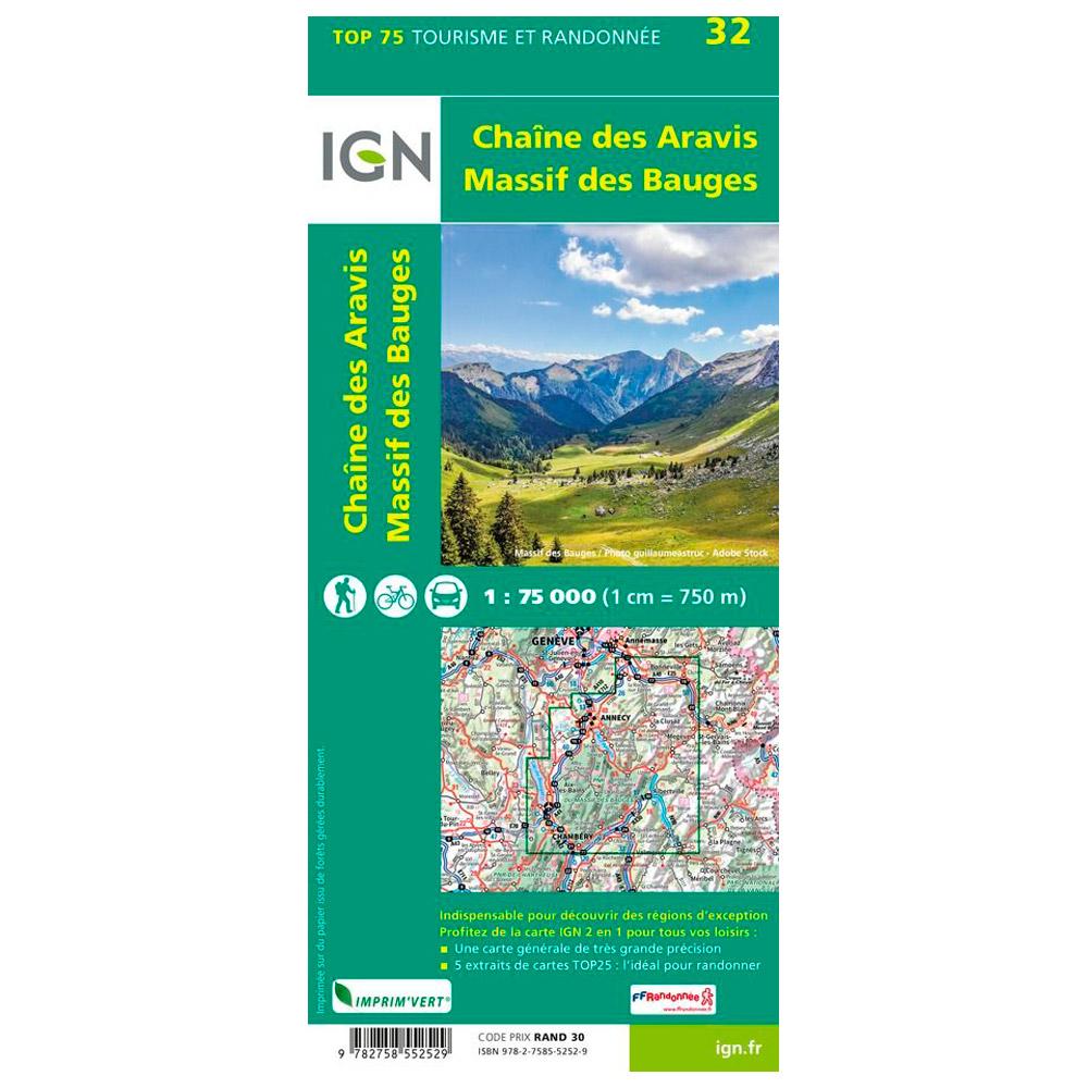 IGN Map Chaine des Aravis Massif des Bauges - Summer 2024 | Glisshop