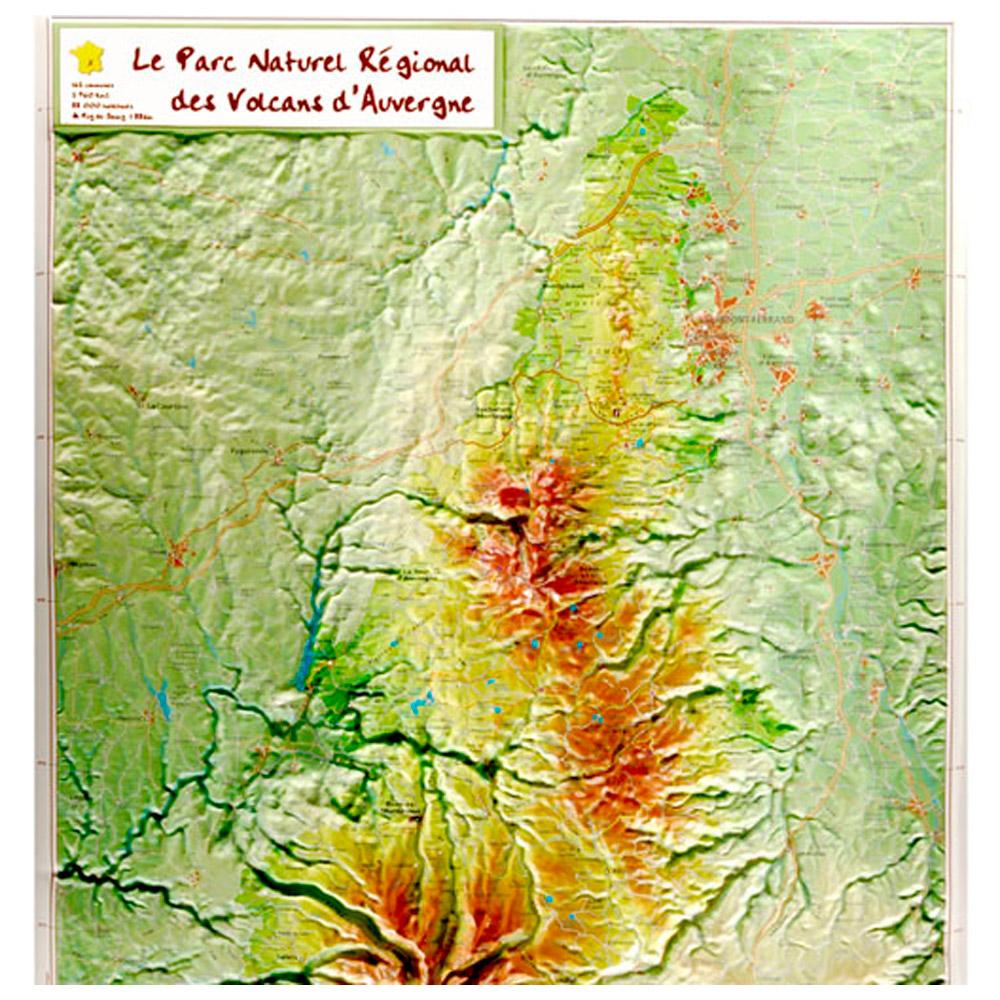 Carte 3D Geo Relief Les Volcans d'Auvergne - Estate 2024 | Glisshop