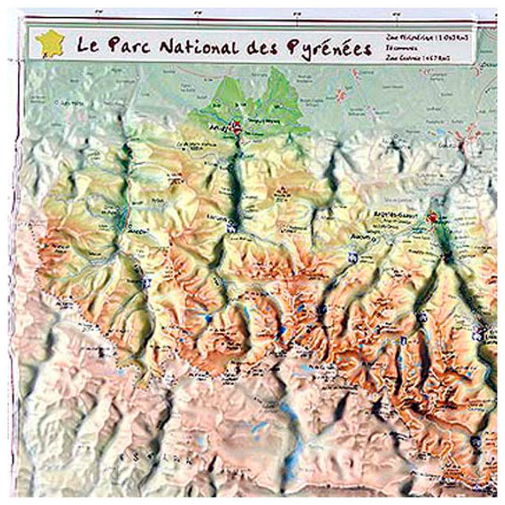 Carte 3D Geo Relief Le Parc National des Pyrenees - Été 2024 | Glisshop