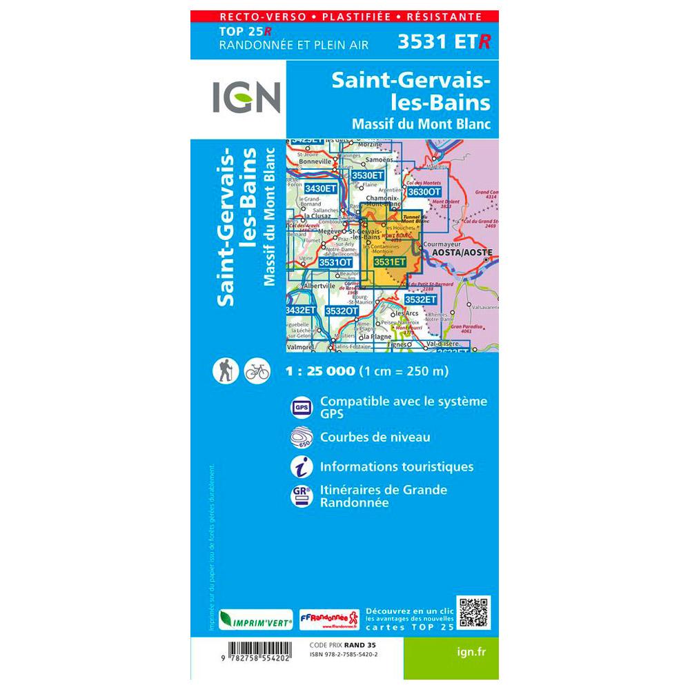 IGN Map 3531ETR Saint-Gervais-les-Bains, Massif du Mont Blanc ...