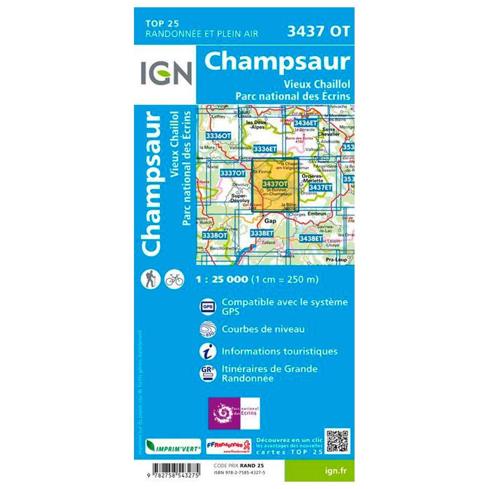 IGN Map 3437OT Champsaur, Vieux Chaillol, Parc national des Ecrins ...