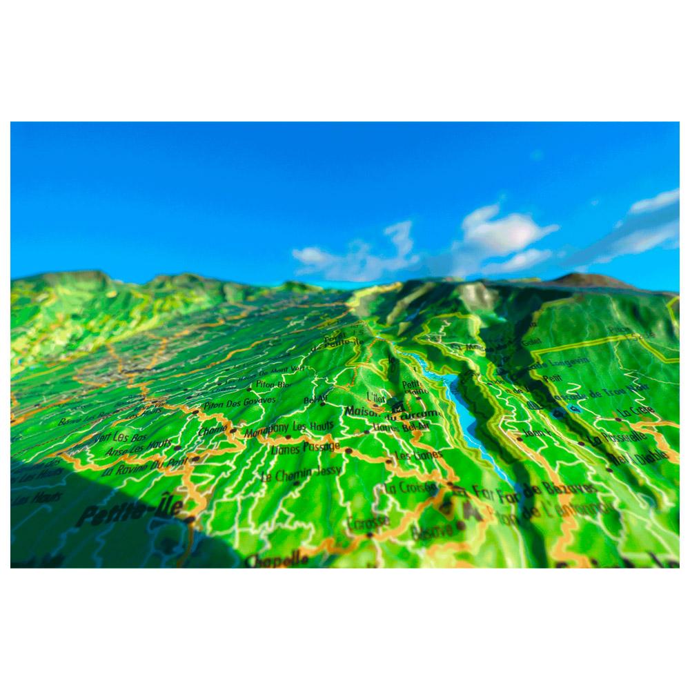 3DMAP Raised-relief map La Réunion - Winter 2023 | Glisshop