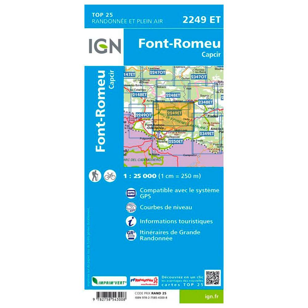 IGN Map 2148Ot Vicdessos, Pics Estats Et Pic Du Montcalm / Recto ...