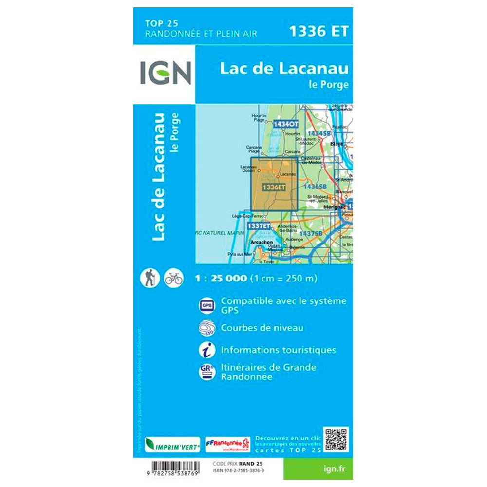 IGN Map 1336ET Lac de Lacanau, Le Porge - Summer 2024 | Glisshop
