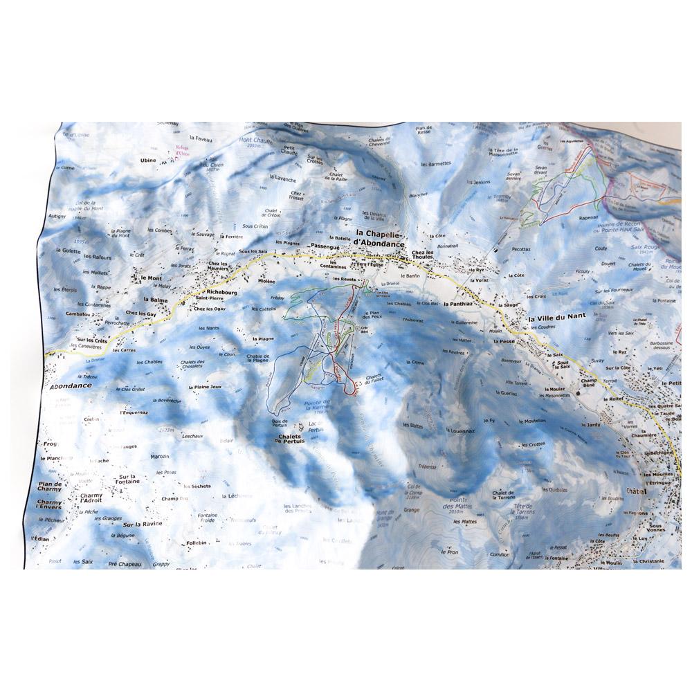 Deniveles Raised-relief map Carte Des Pistes Portes Du Soleil Avoriaz ...