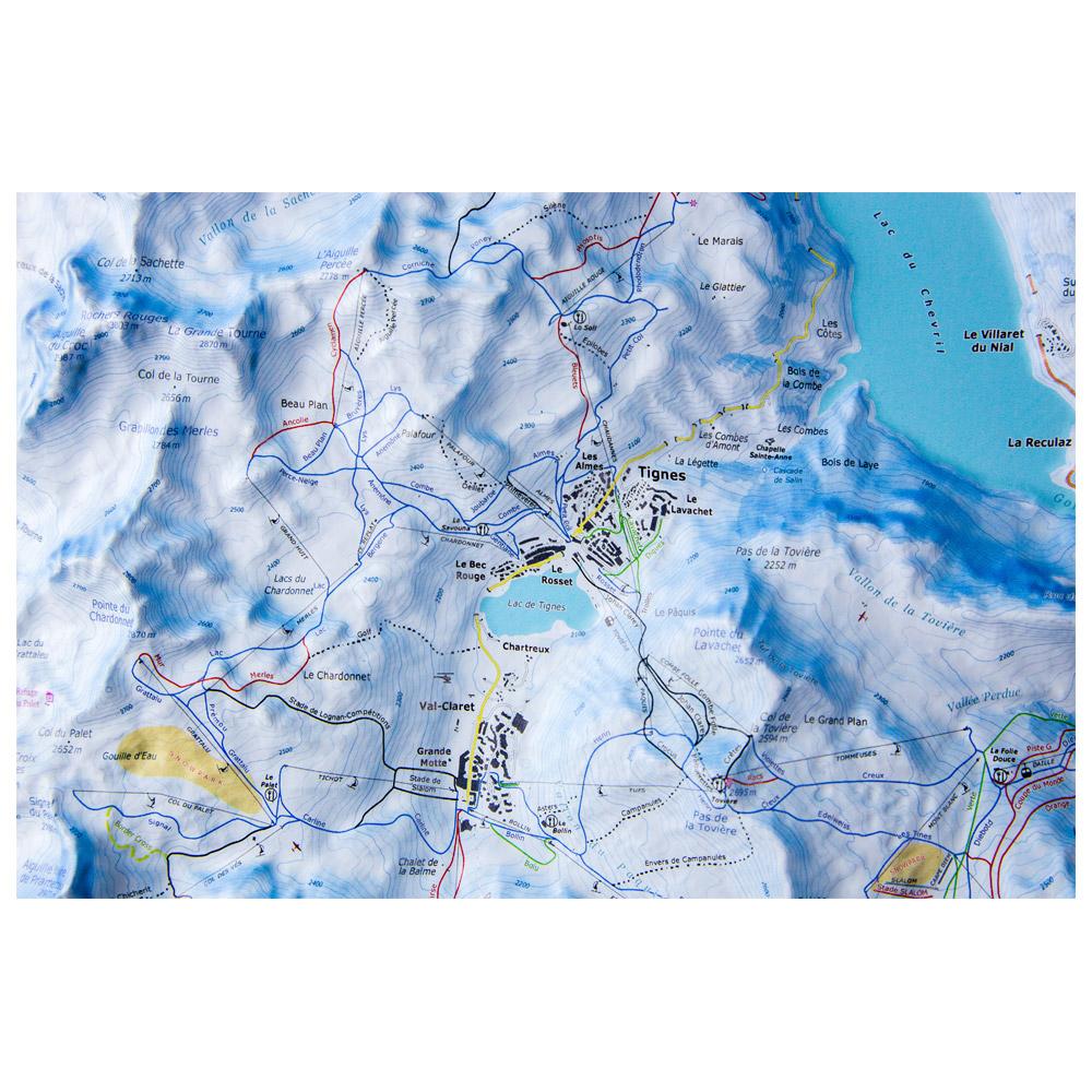 Deniveles Raised-relief map Carte Des Pistes Tignes - Val D'isere ...