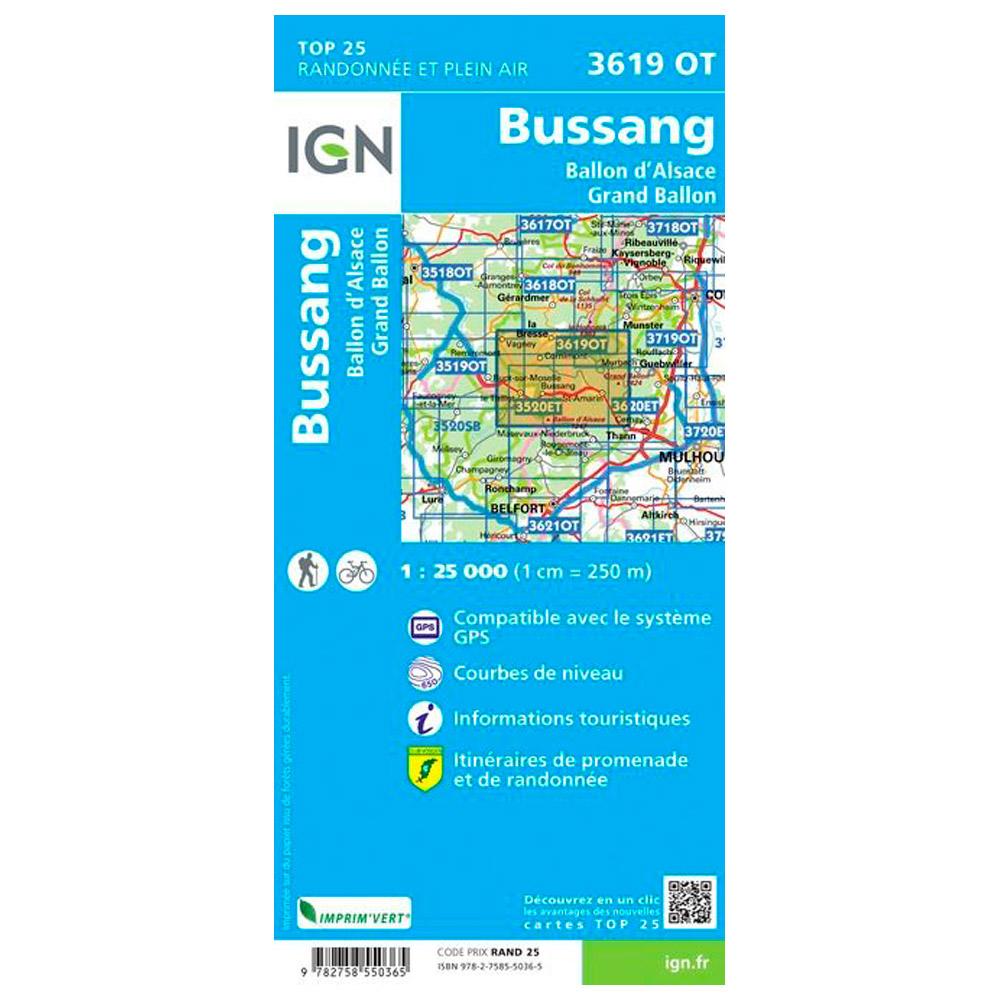 IGN Map 3619OT Bussang, Ballon d'Alsace, Grand Ballon - Summer 2024 ...