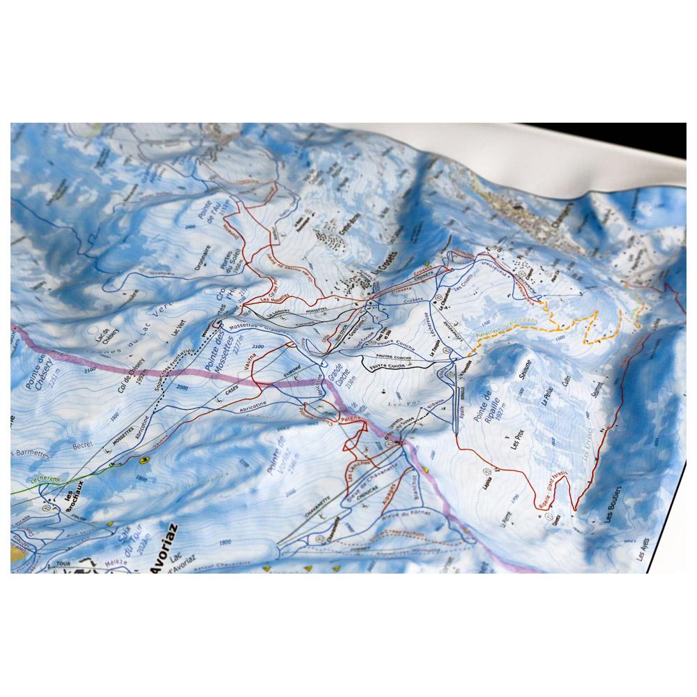 Deniveles Raised-relief map Carte Des Pistes Portes Du Soleil Avoriaz ...