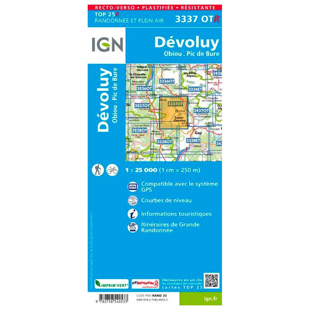 IGN Map 3337OTR Dévoluy, Obiou, Pic de Bure - Résistante - Summer 2024 ...