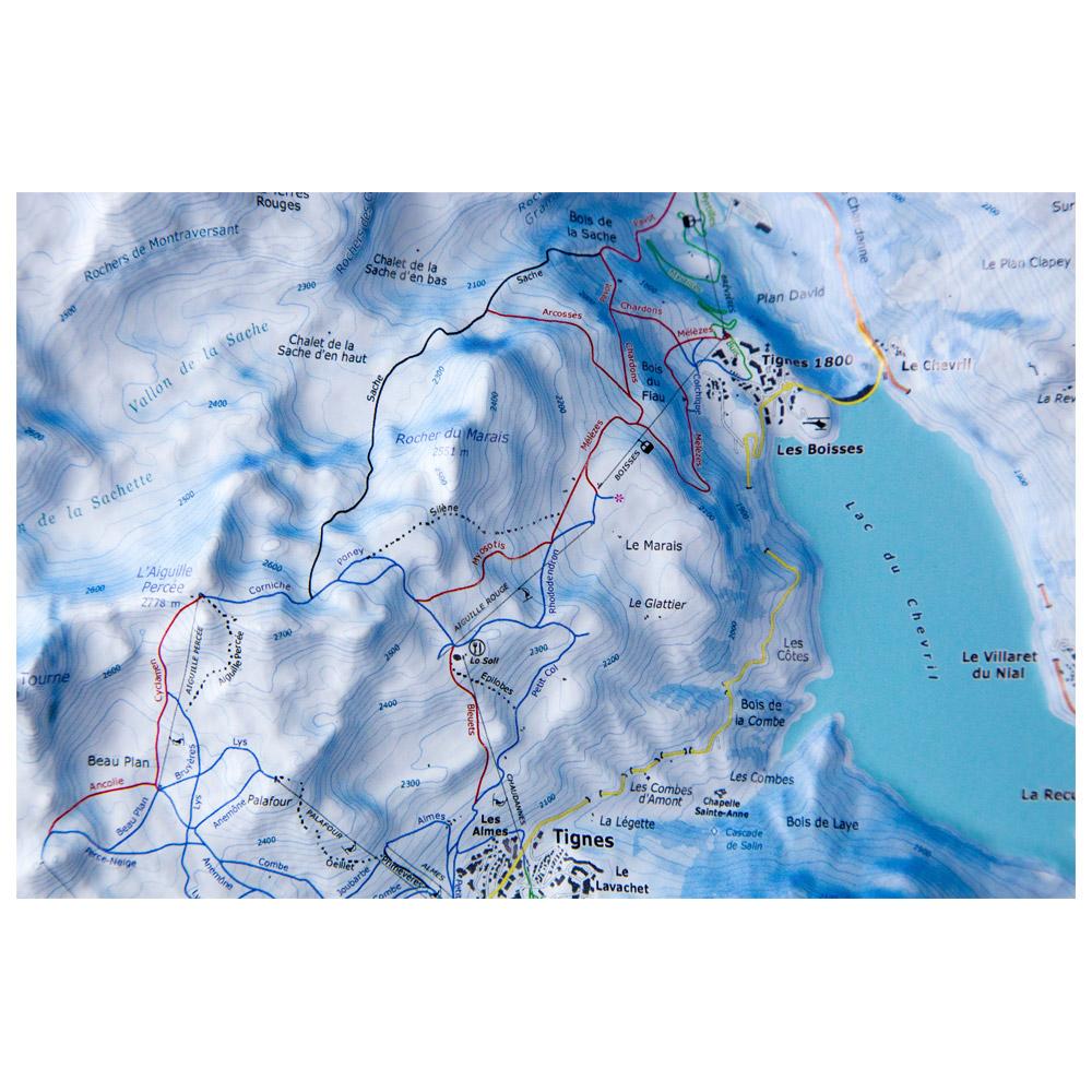 Deniveles Raised-relief map Carte Des Pistes Tignes - Val D'isere ...