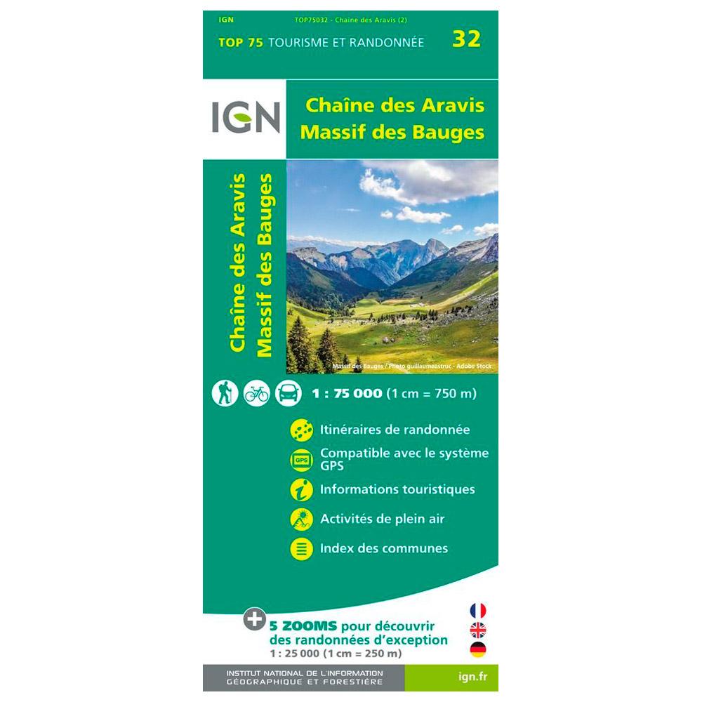 IGN Map Chaine des Aravis Massif des Bauges - Summer 2024 | Glisshop