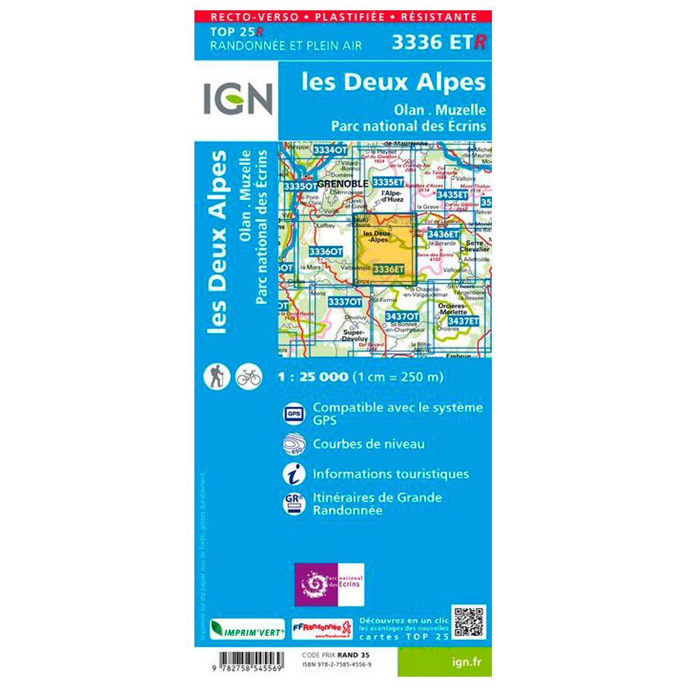 IGN Map 3336ETR les Deux Alpes, Olan, Muzelle, Parc national des Ecrins ...