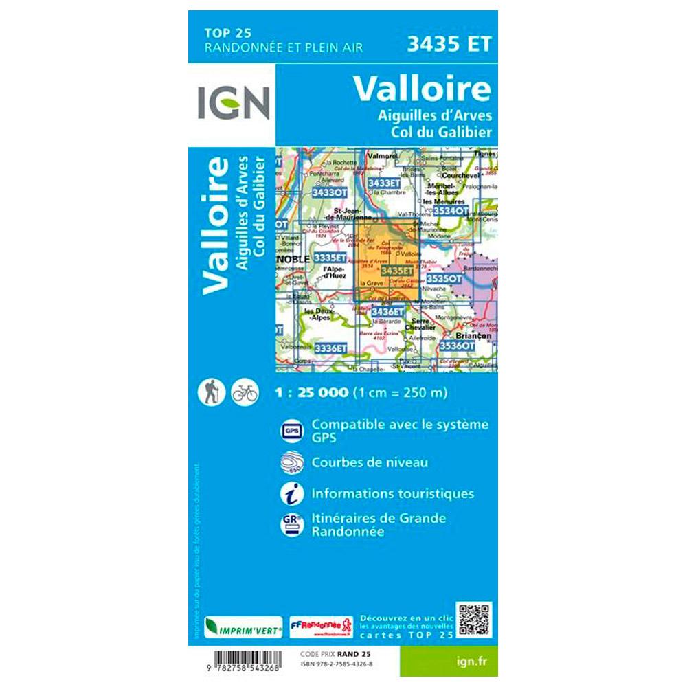 IGN Map 3435ET Valloire, Aiguilles d'Arves, Col du Galibier - Summer ...