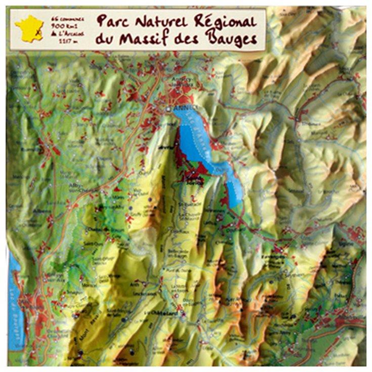 Geo Relief Raised-relief map Le Parc Naturel Régional du Massif des ...