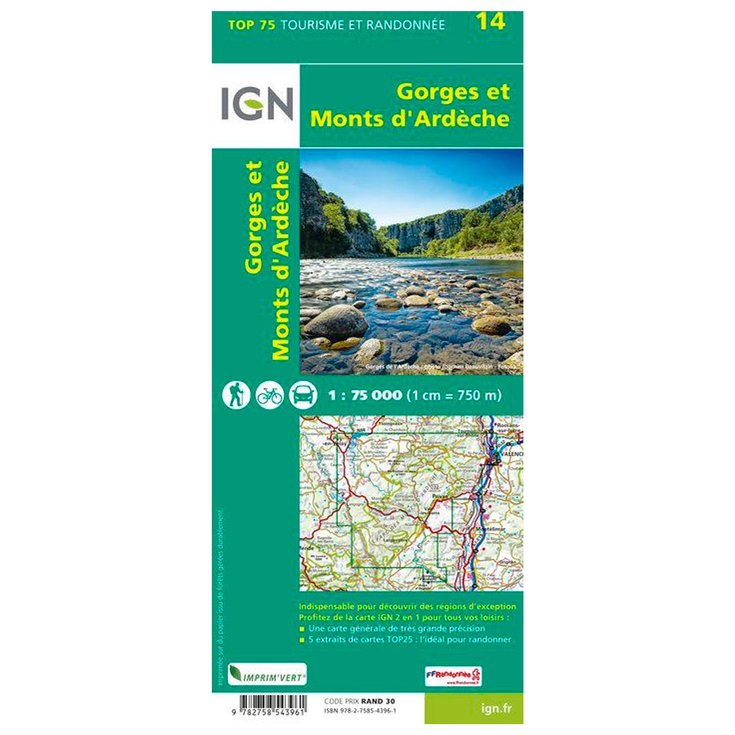 IGN Map Gorges et Monts D'Ardeche - Summer 2024 | Glisshop
