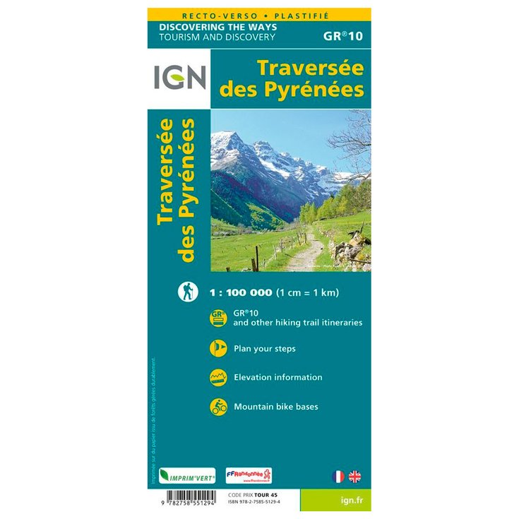 IGN Map La Traversée des Pyrénées GR10 - Summer 2024 | Glisshop