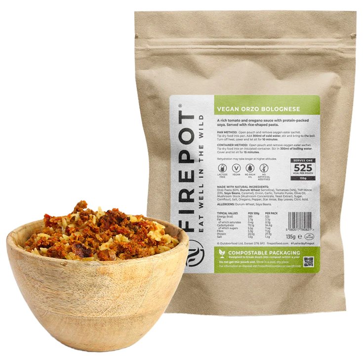 Firepot Freeze-dried meals Pâtes Bolognaises Au Soja 155 g. - Summer ...