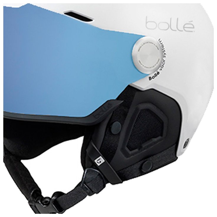 Bollé Helmet w/ visor Edge Visor White Matte Photochromic Blue Mirror ...