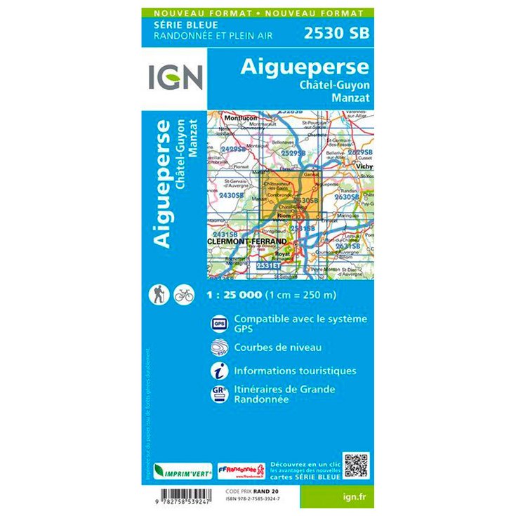 IGN Map 2530SB Aigueperse, Châtel-Guyon, Manzat - Summer 2024 | Glisshop