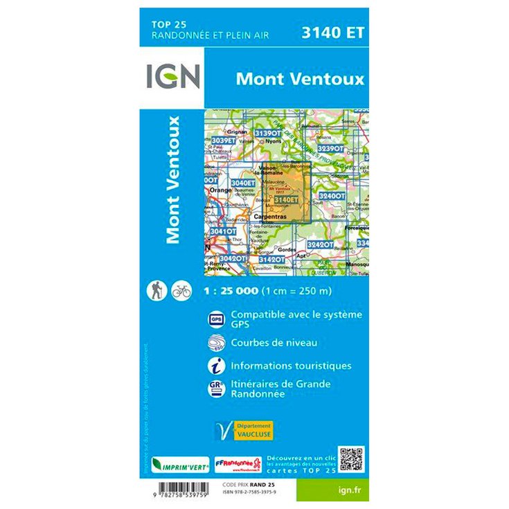 IGN Map 3140ET Mont Ventoux - Summer 2024 | Glisshop