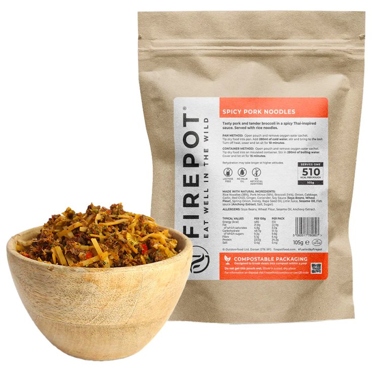Firepot Freeze-dried meals Nouilles Epicées Au Porc 125 g. - Summer ...