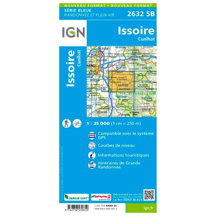 IGN Map 2632SB Issoire, Cunlhat - Summer 2024 | Glisshop